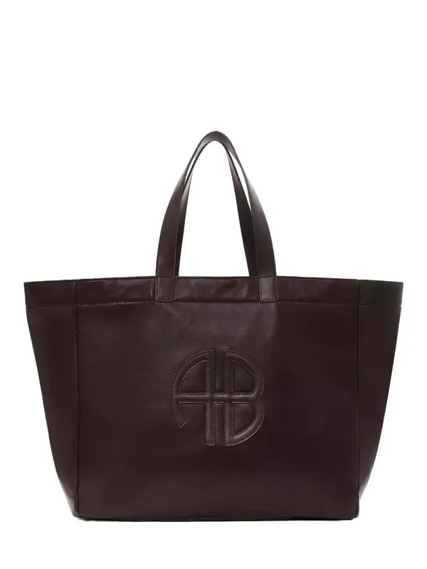 ANINE BING Large Leather Tote Bag With Embossed Logo - Red