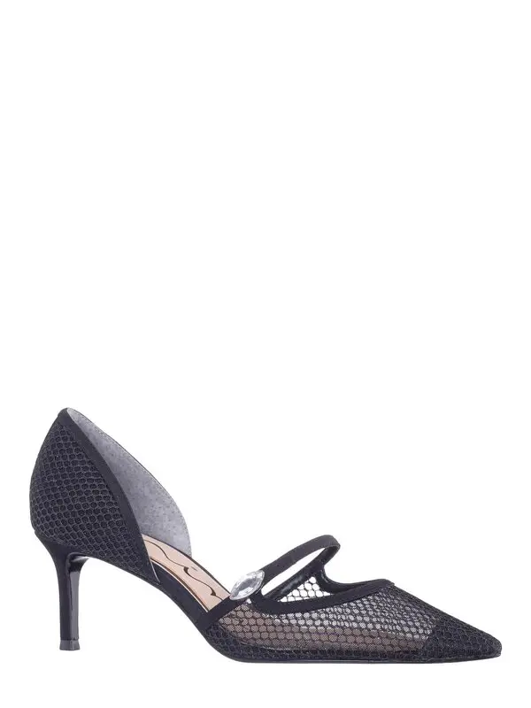 Nina Nashly Pointed Toe Cap-toe Mary Jane Pumps - Black