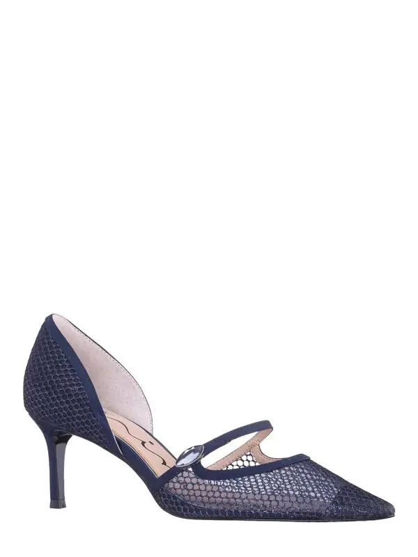 Nina Nashly Pointed Toe Cap-toe Mary Jane Pumps - Navy