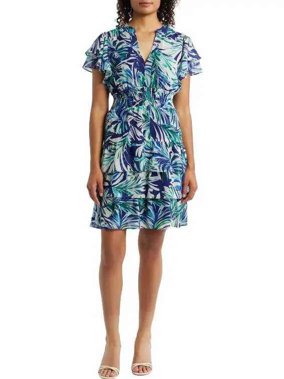 Julia Jordan Tropical Print Tiered Dress - Multi