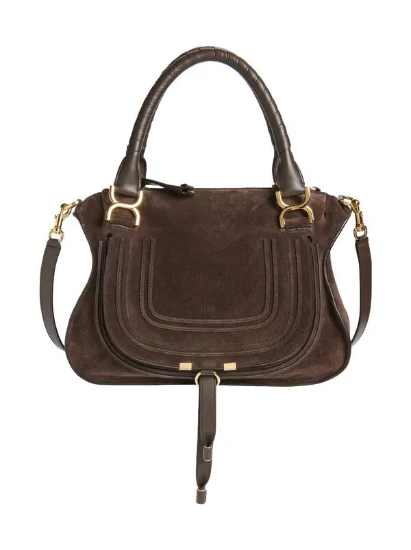 Chloé Medium Marcie Suede Satchel - Kohl Brown
