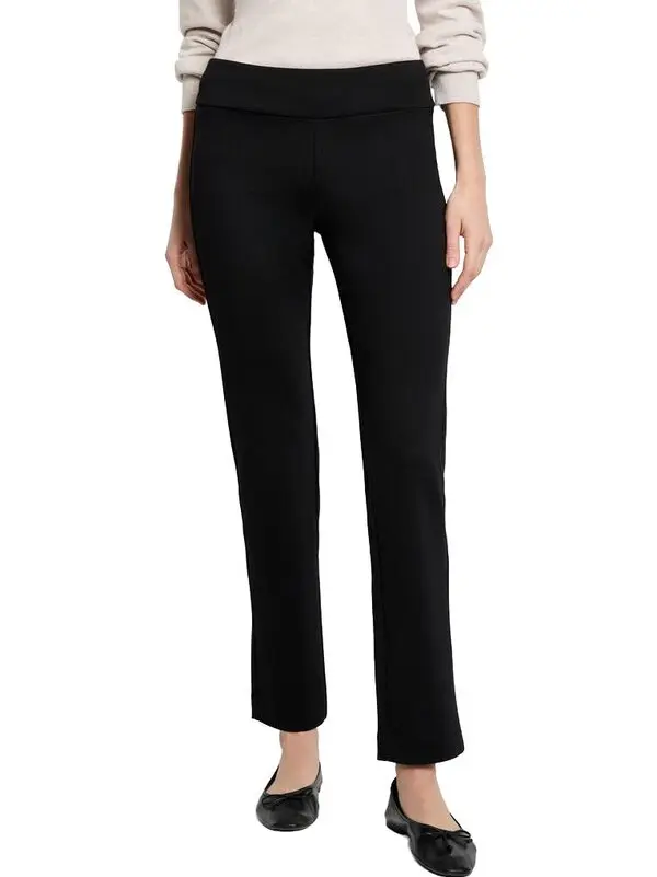 NIC+ZOE Copley Pull-on Straight-leg Ponte Pants - Black Onyx