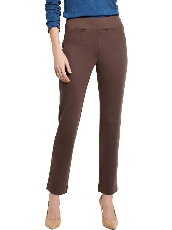 NIC+ZOE Copley Pull-on Straight-leg Ponte Pants - Cocoa