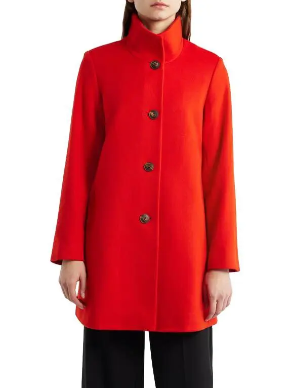 Fleurette Grace Stand Collar Wool Coat - Lava