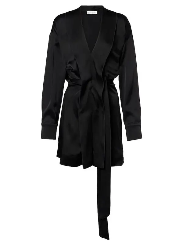 Victoria Beckham Satin Wrap Dress - Black