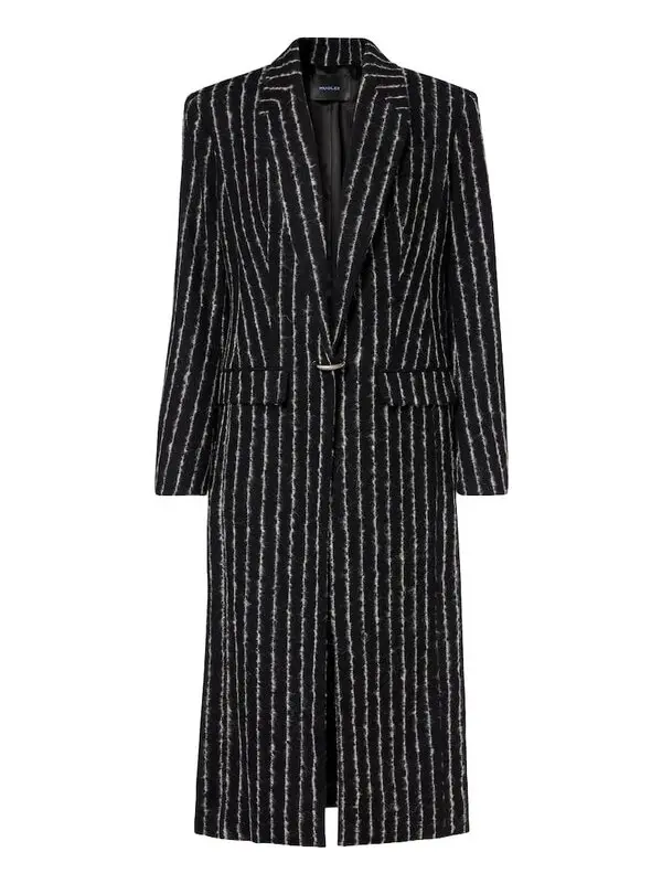 MUGLER Pinstripe Wool-blend Coat - Black