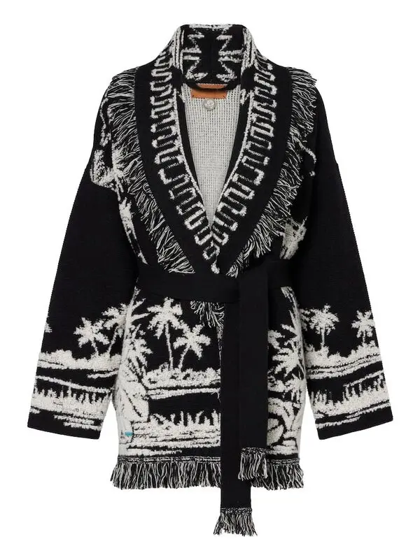 Alanui Palm Grove Tales Cashmere-blend Cardigan - Black