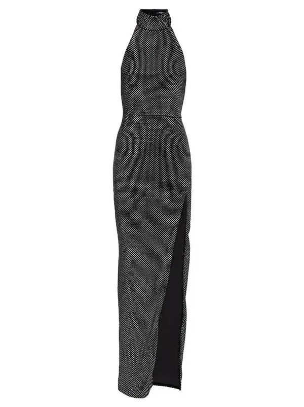 Balmain Rhinestone-embellished Velvet Maxi Dress - Black