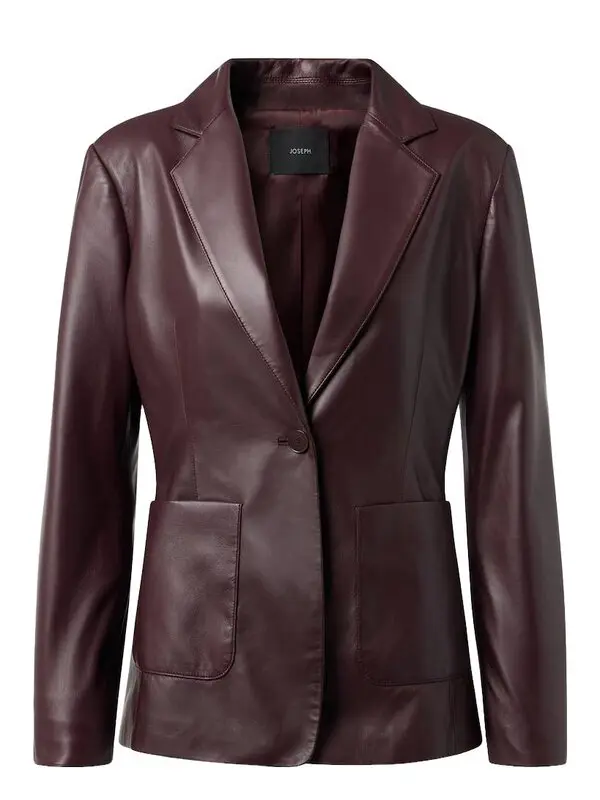JOSEPH Leather Blazer - Burgundy