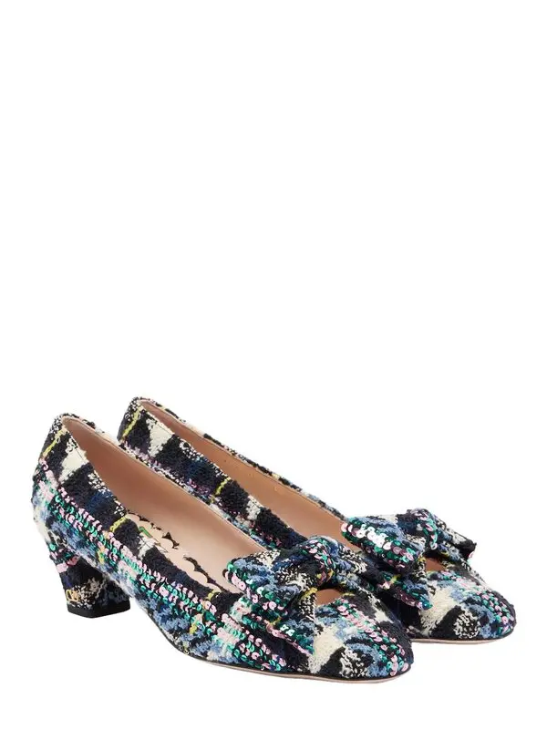 Valentino Garavani Bowow 45 Bow-detail Tweed Pumps - Multicoloured