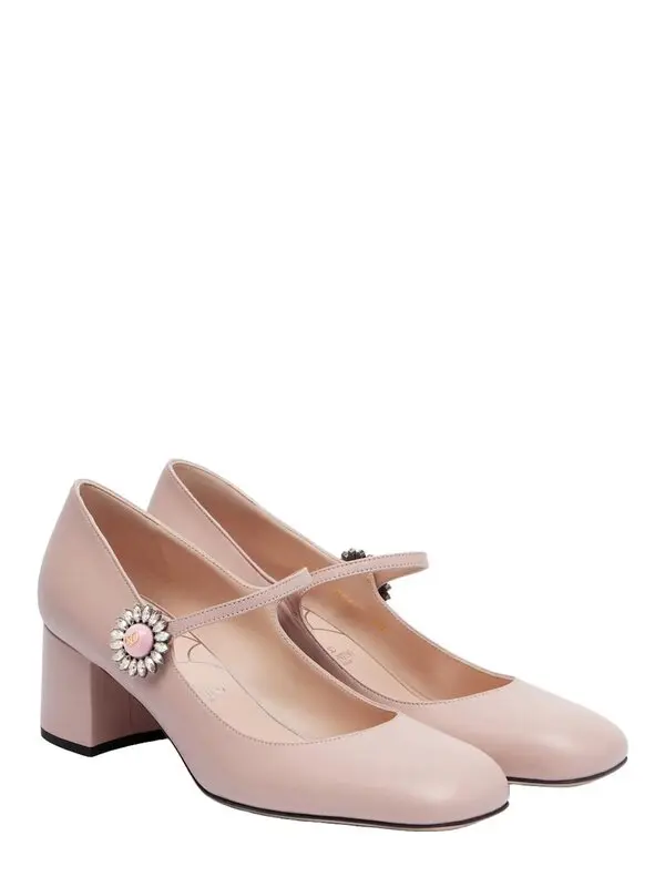 Valentino Garavani Daisy Jewel 55 Leather Mary Jane Pumps - Pink