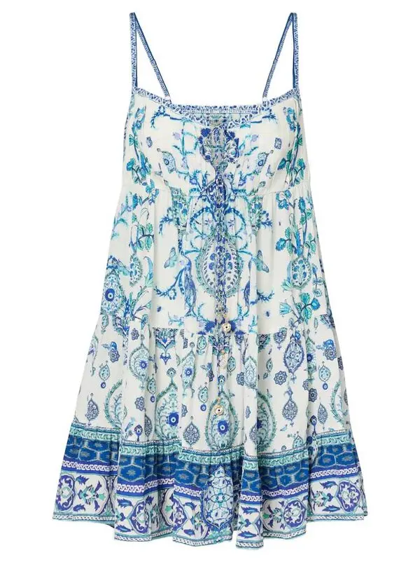 Camilla Isnik Lullaby Printed Silk Minidress - Blue