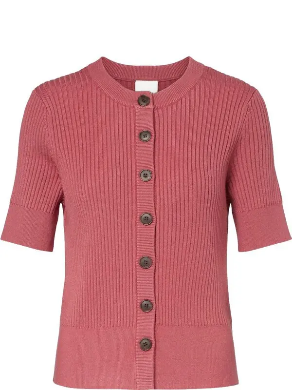 Varley Micha Ribbed-knit Cardigan - Pink