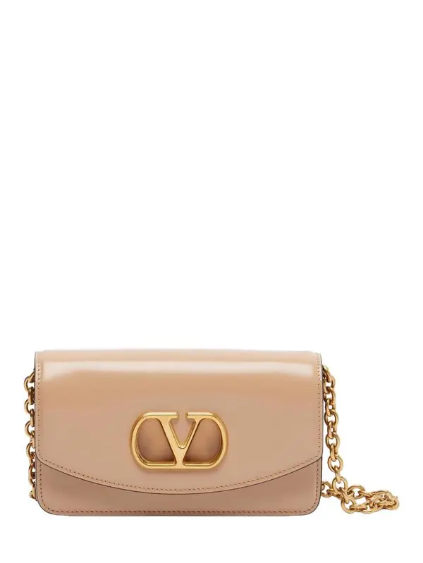 Valentino Garavani Vain Small Leather Clutch - Beige