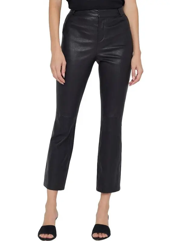 L'Agence Ketra Leather Ankle Pants - Black