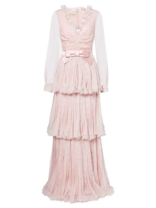 Valentino Garavani Plus De Pois Silk Crepon Chiffon Gown - Pink