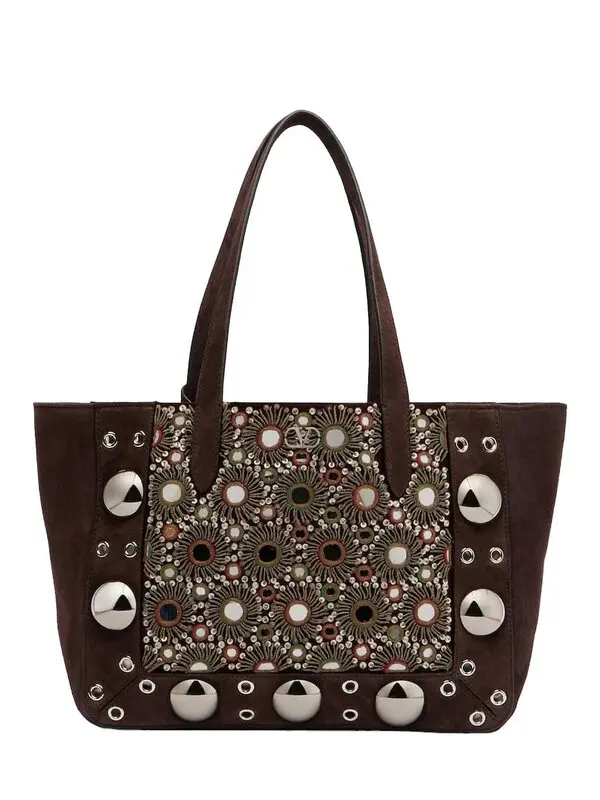 Valentino Garavani Nellcôte Medium Suede Tote Bag - Brown