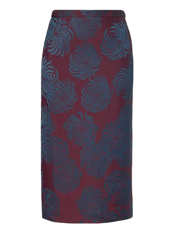Dries Van Noten Printed Midi Skirt - Burgundy
