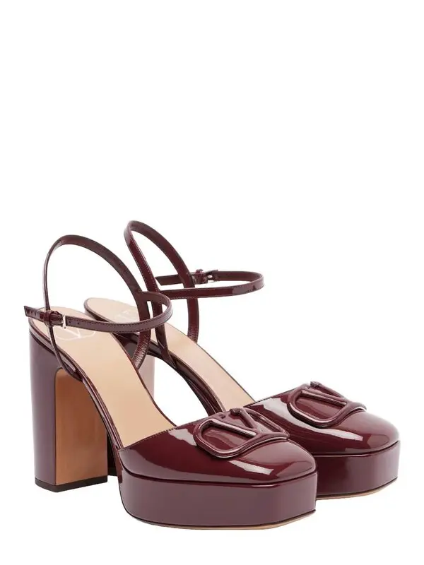 Valentino Garavani Vlogo 115 Patent Leather Platform Pumps - Burgundy