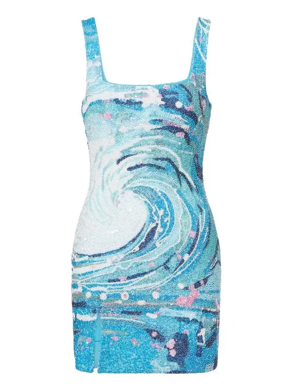 Staud Le Sable Beaded Minidress - Blue
