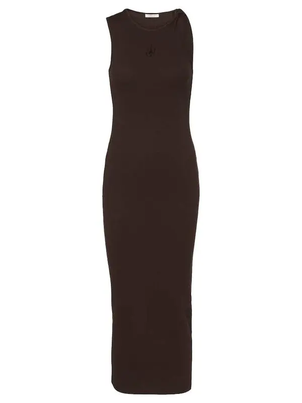 JW Anderson Embroidered Cotton Maxi Dress - Brown