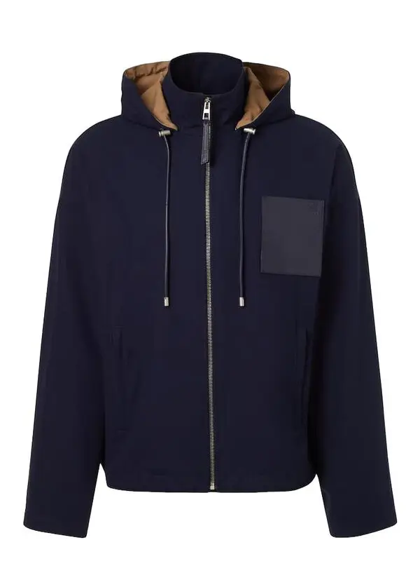 Loewe Hooded Cotton Twill Jacket - Blue