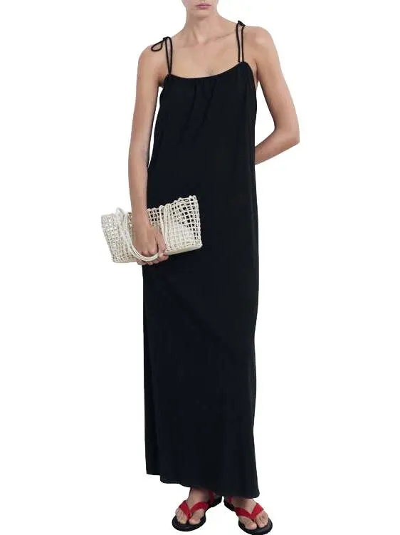 Mango Cotton Maxi Dress - Black