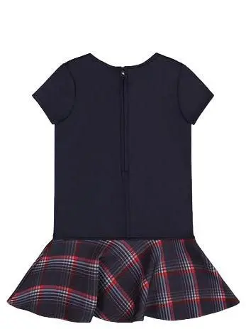 DEUX PAR DEUX Milano Dress With Plaid Flounce - Navy Blue