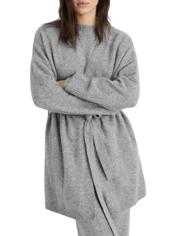 Mango Tie-front Longline Cardigan - Grey