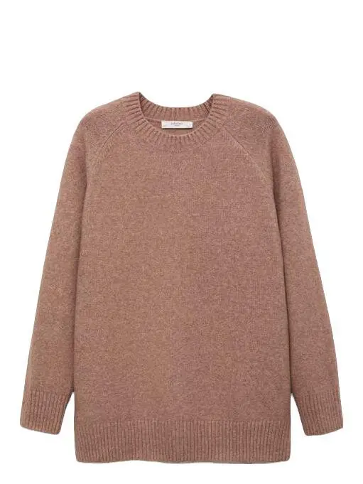 Mango Crewneck Raglan Sleeve Sweater - Medium Brown