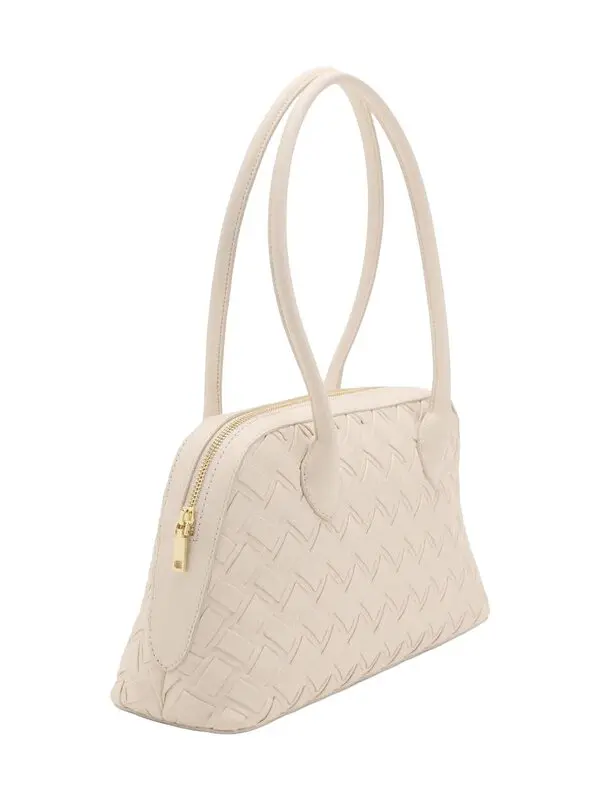 Mango Braided Faux Leather Bowling Bag - Off White
