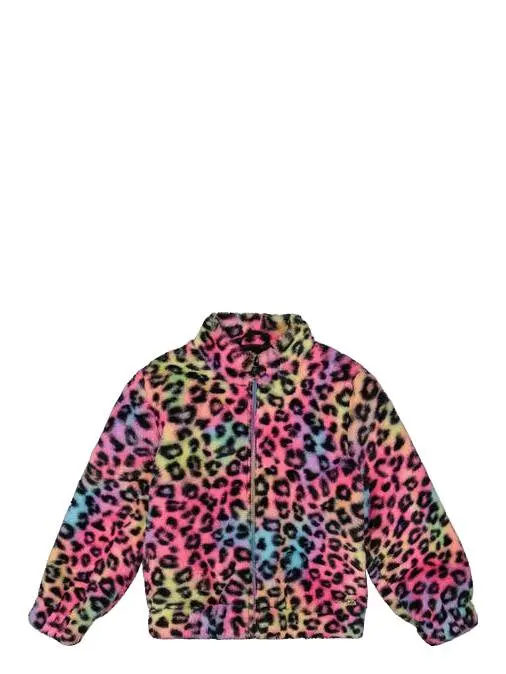 DEUX PAR DEUX Faux Fur Leopard Print Jacket - Black And Multicolor