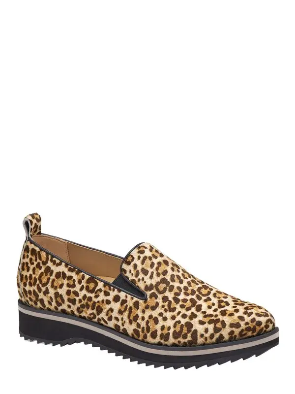 Johnston & Murphy Ulyssa Platform Loafer - Leopard Calfhair