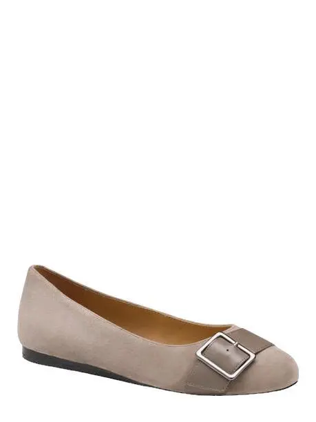 Johnston & Murphy Claire Ballet Flat - Taupe Kid Suede/glove Leather