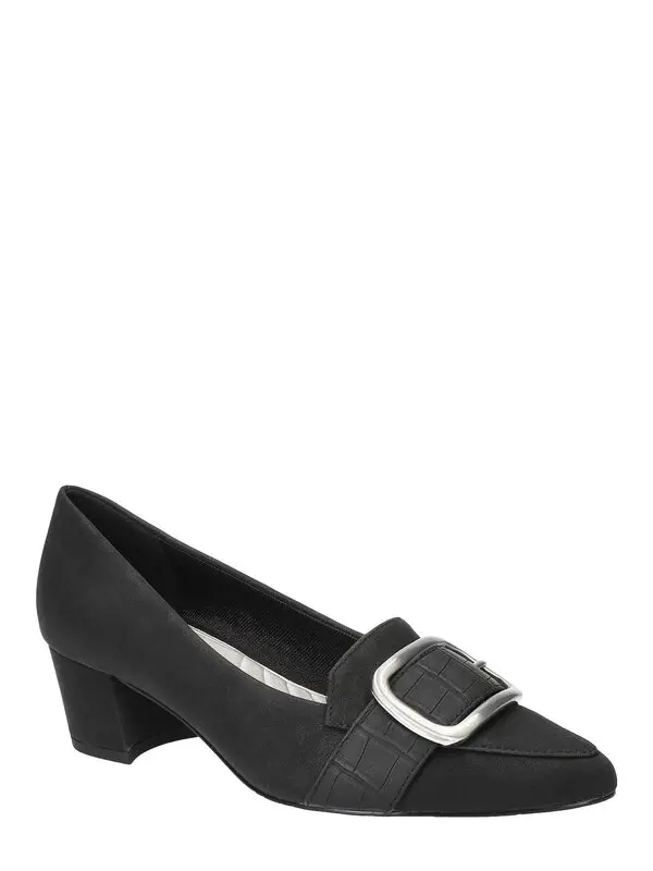 EASY WORKS BY EASY STREET Amber Pointed-toe Pumps - Black Matte