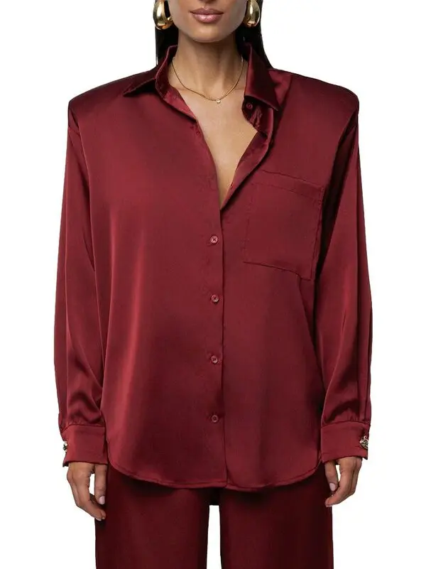 JLUXLABEL Island Ease Satin Shirt - Red