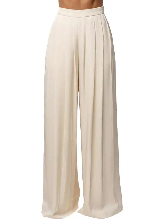 JLUXLABEL Clara Pleated Wide Leg Trousers - Cream