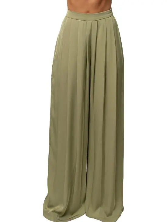 JLUXLABEL Clara Pleated Wide Leg Trousers - Green
