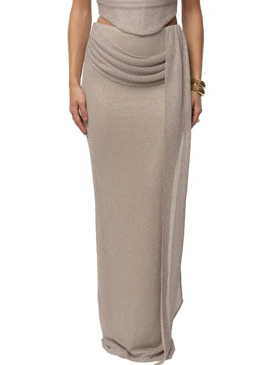 JLUXLABEL Luna Draped Maxi Skirt - Beige