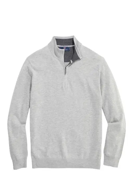 Vineyard Vines Boathouse Quarter-zip Sweater - Light Gray Heather