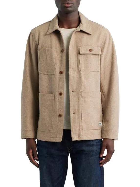 SCHOTT Unlined Wool Blend Chore Jacket - Taupe
