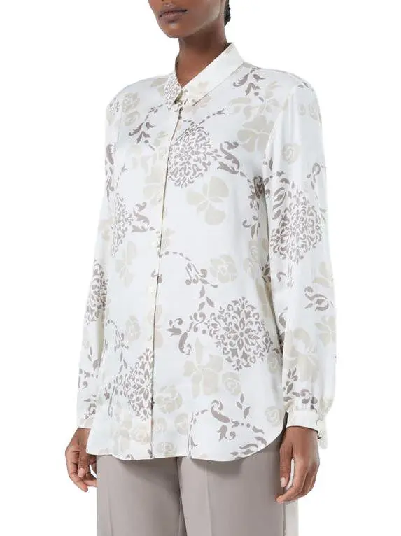 Marina Rinaldi Mixed Floral Button-up Shirt - Ivory
