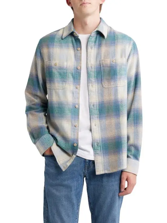 SCHOTT Plaid Flannel Button-up Work Shirt - Ocean