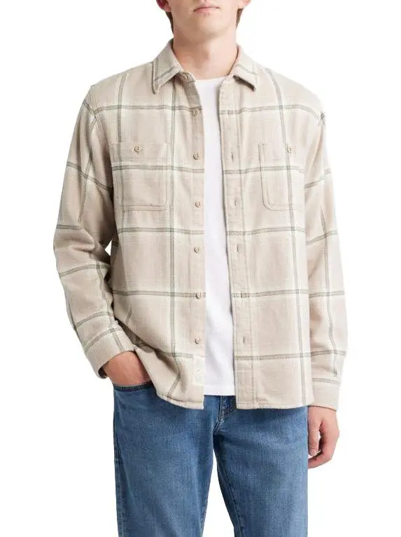 SCHOTT Plaid Flannel Button-up Work Shirt - Sand
