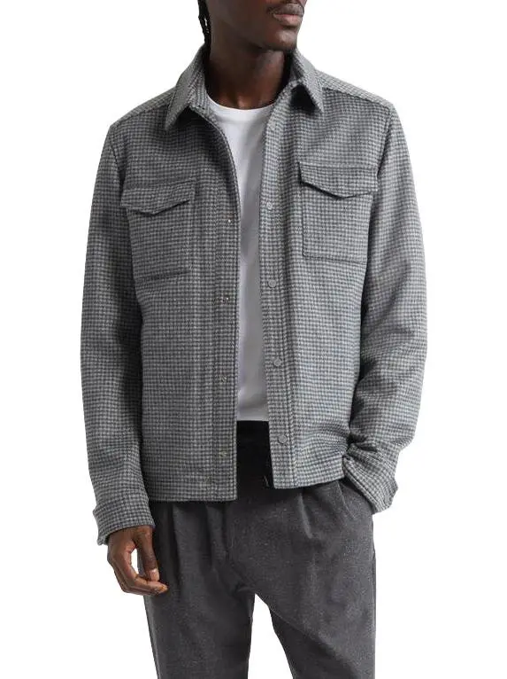 Herno Houndstooth Cashmere Shirt Jacket - Pearl Grey