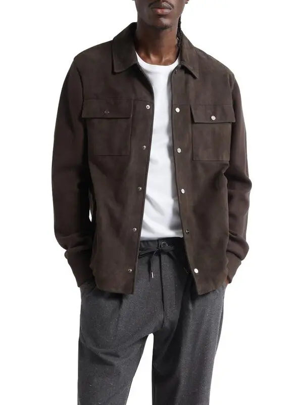 Herno Resort Knit And Suede Shirt Jacket - Chocolate