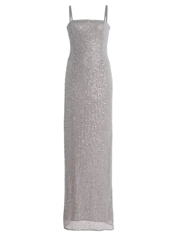 Simkhai Xyla Strapless Sequin Gown - Silver