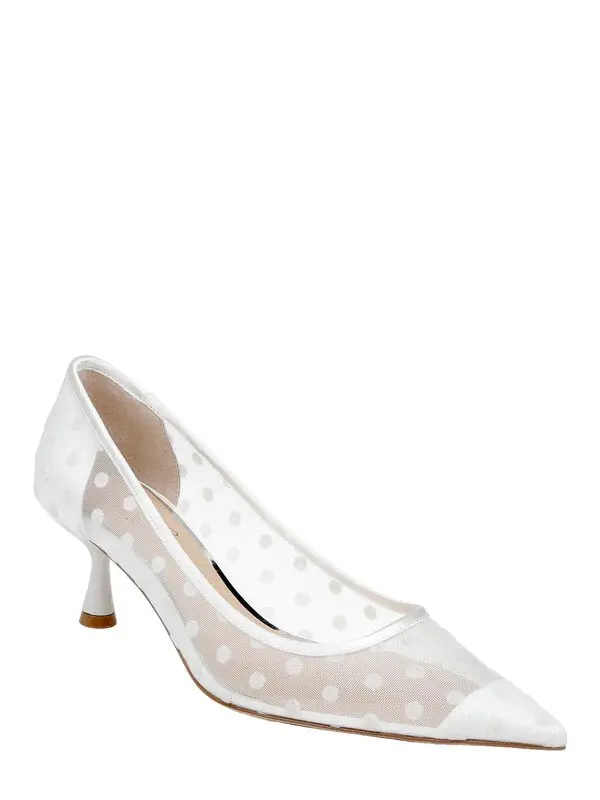 Badgley Mischka Elena Pointed Cap Toe Pump - Ivory Satin