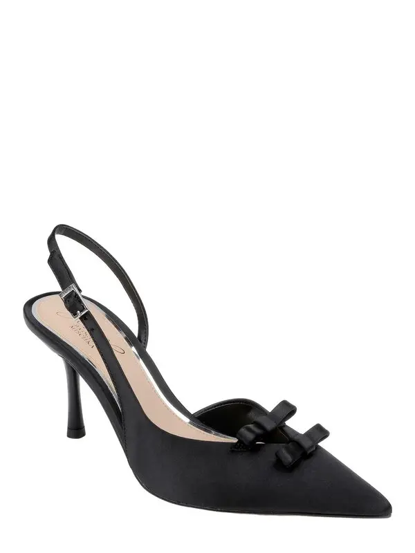 Badgley Mischka Ellery Slingback Pointed Toe Pump - Black Satin