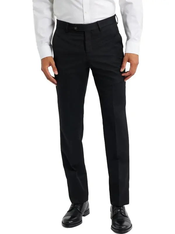 Berle Slim-fit Super 100s Wool Dress Pants - Black